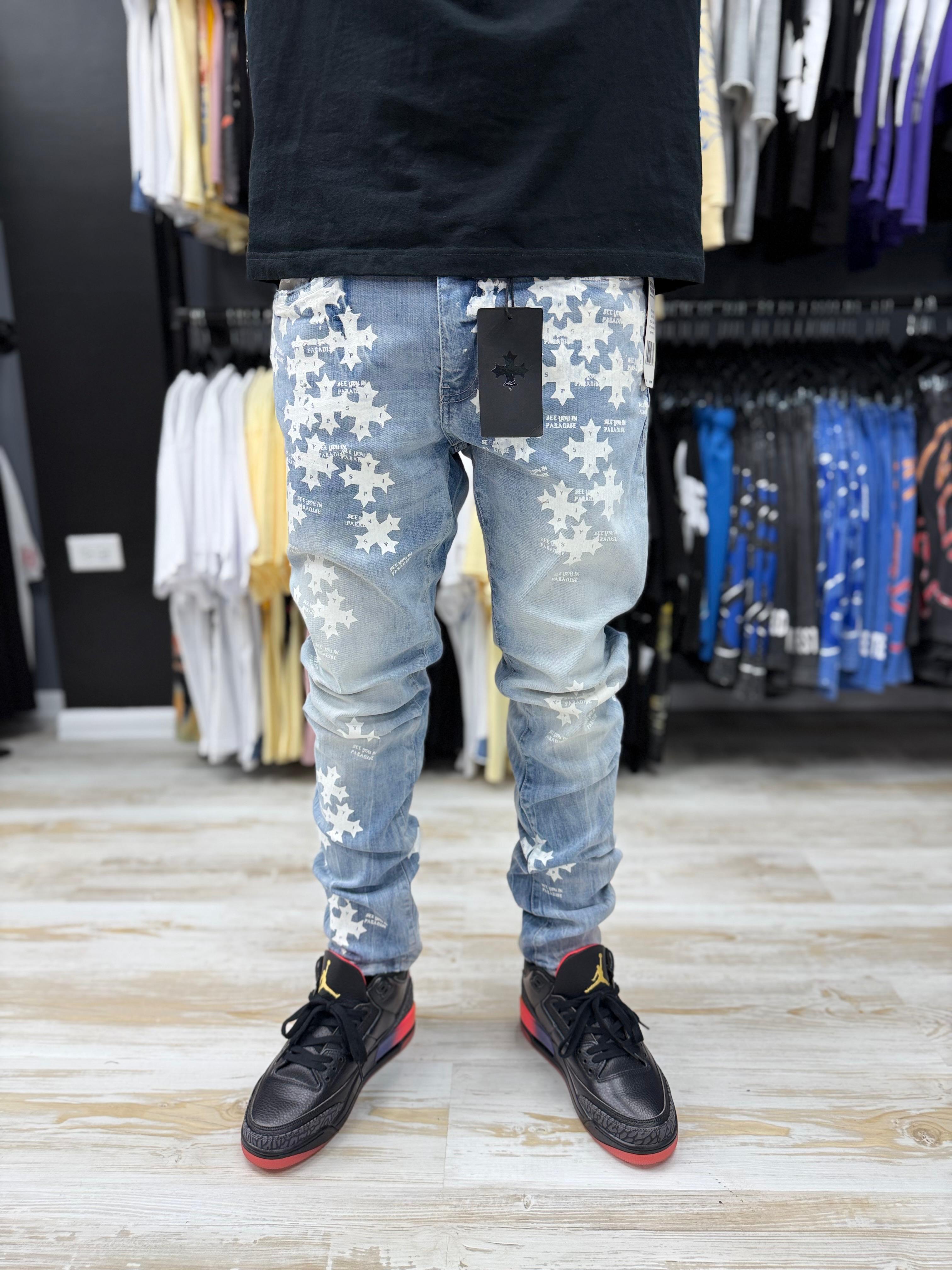 Mahon Stacked 'Denim Slim Taper Blue – KM Fashion Clothing